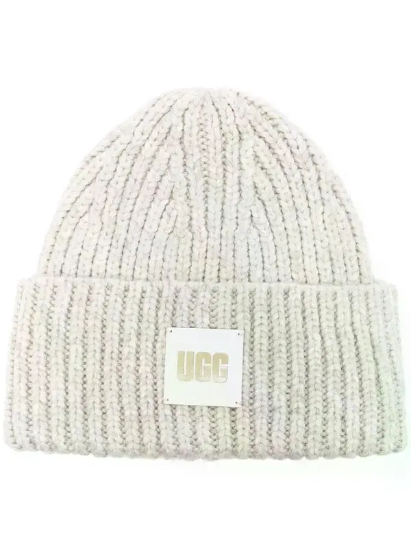 UGG Logo-patch Ribbed-knit Beanie
