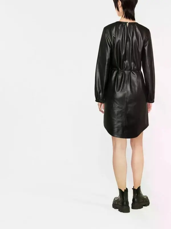 BOSS Faux-leather Belted Dress