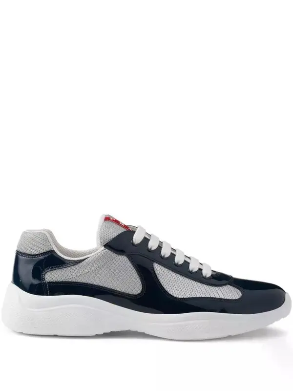 Prada America's Cup Sneakers In Patent Leather And Technical Fabric - Blue