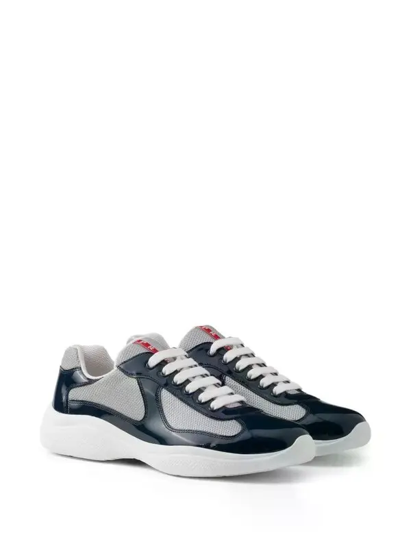 Prada America's Cup Sneakers In Patent Leather And Technical Fabric - Blue
