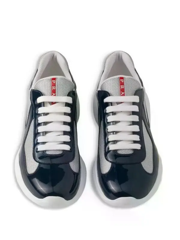 Prada America's Cup Sneakers In Patent Leather And Technical Fabric - Blue