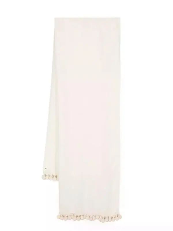Max Mara Pompom-detail Scarf - Neutrals