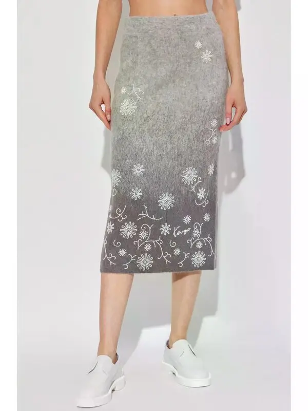 Kenzo Beaded Alpaca Wool-blend Skirt