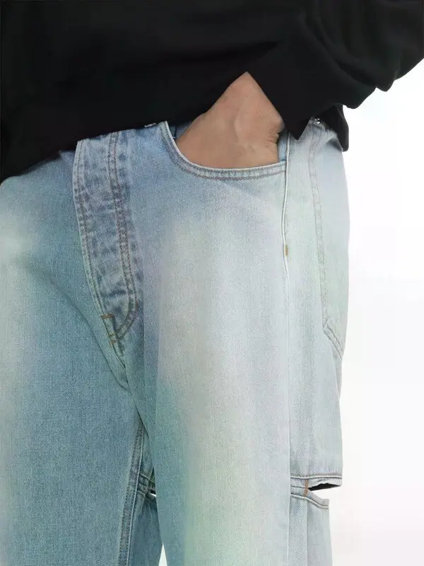 Random Identities Cut-out Straight-leg Jeans