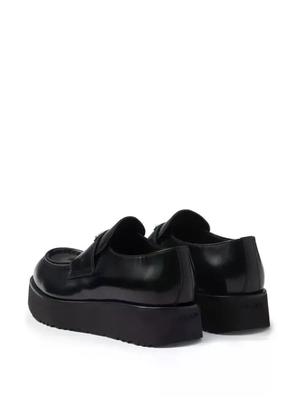 Prada Logo-plaque Brushed Leather Loafers