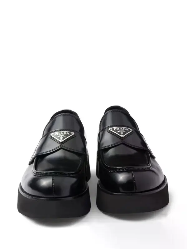 Prada Logo-plaque Brushed Leather Loafers