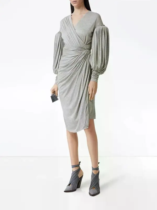 Burberry Puff Sleeve Wrap Dress