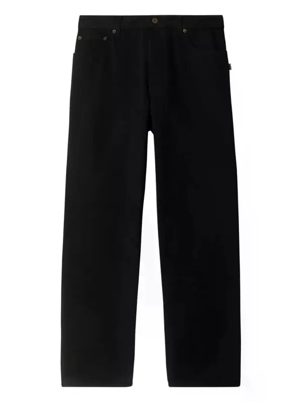Burberry Loose Fit Wide Leg Jeans With Logo Appliqu