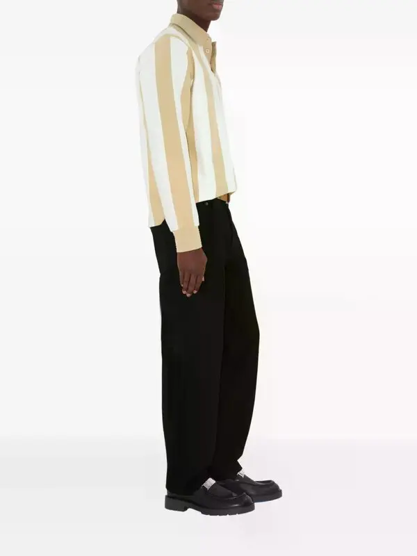 Burberry Loose Fit Wide Leg Jeans With Logo Appliqu