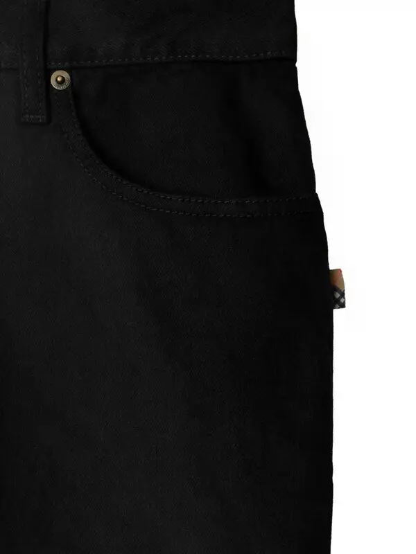 Burberry Loose Fit Wide Leg Jeans With Logo Appliqu