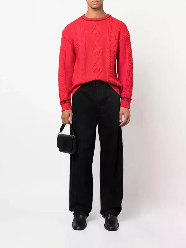 MARINE SERRE Wool Cable Knit Jumper