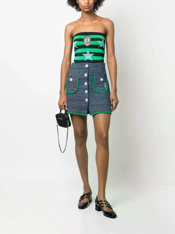 CORMIO Chiara Flower-buttons Short Skirt - Blue
