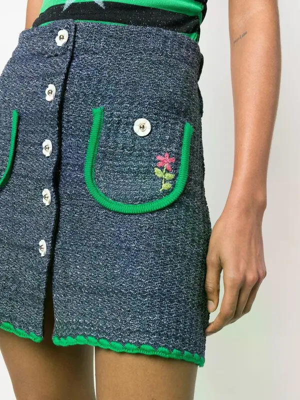 CORMIO Chiara Flower-buttons Short Skirt - Blue