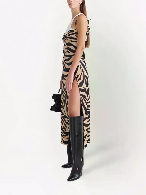Off-White Zebra Print Side-slit Dress