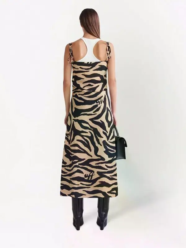 Off-White Zebra Print Side-slit Dress