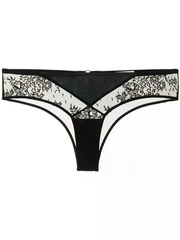 FLEUR DU MAL Embroidered Vegan-leather Hipster Briefs - Black