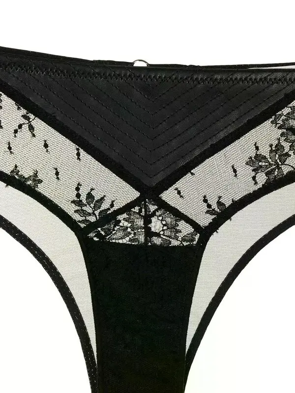 FLEUR DU MAL Embroidered Vegan-leather Hipster Briefs