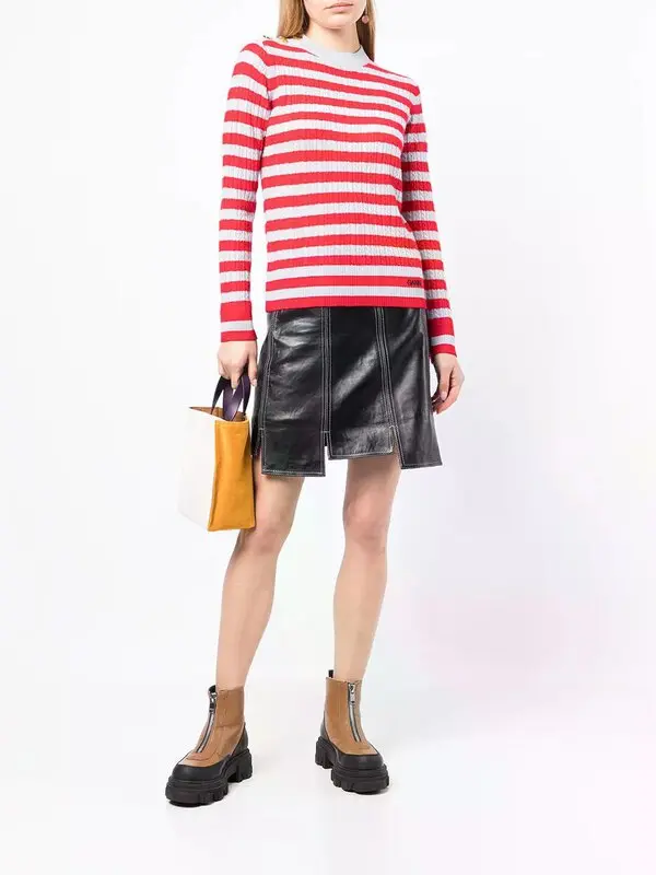 GANNI Striped Cable Knit Jumper