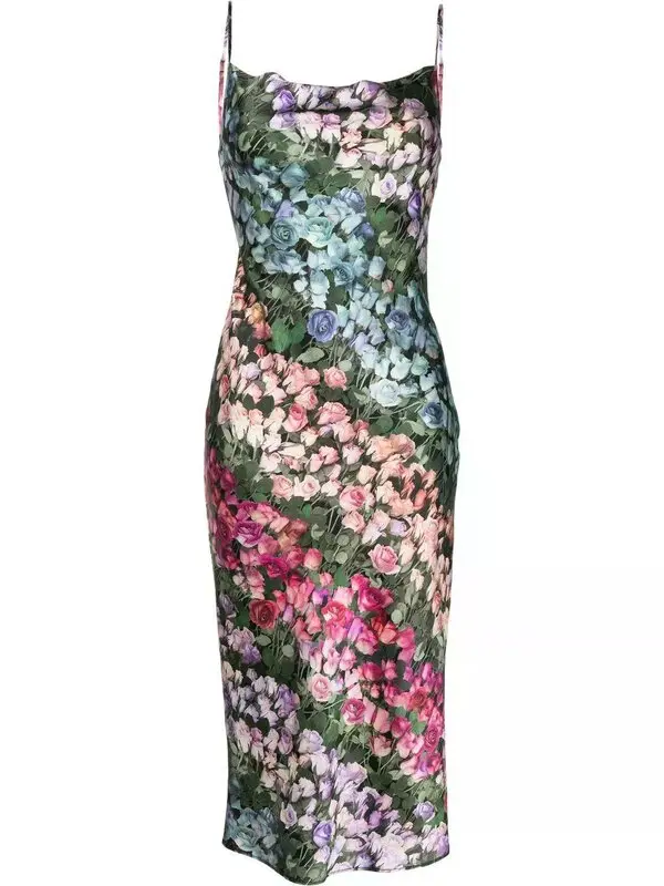 FLEUR DU MAL All-over Rose-print Slip Dress