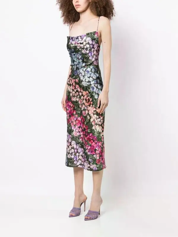 FLEUR DU MAL All-over Rose-print Slip Dress