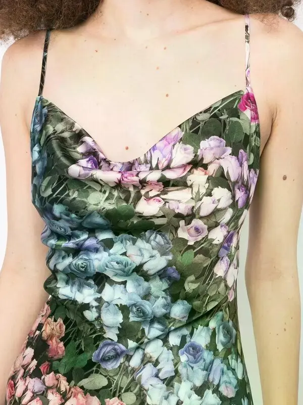 FLEUR DU MAL All-over Rose-print Slip Dress