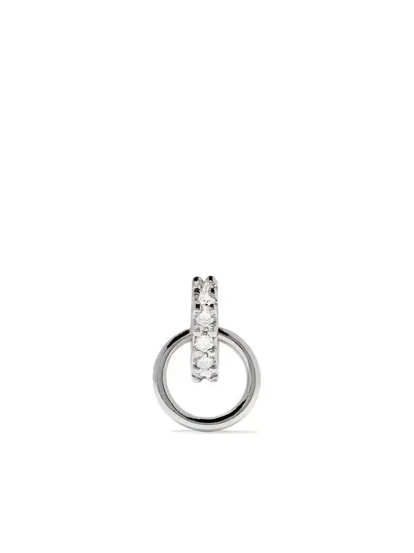 MARIA BLACK 14kt White Gold Lila Diamond Hoop Stud Earring - Silver