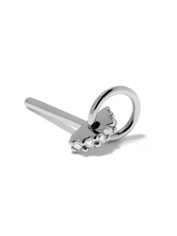 MARIA BLACK 14kt White Gold Lila Diamond Hoop Stud Earring