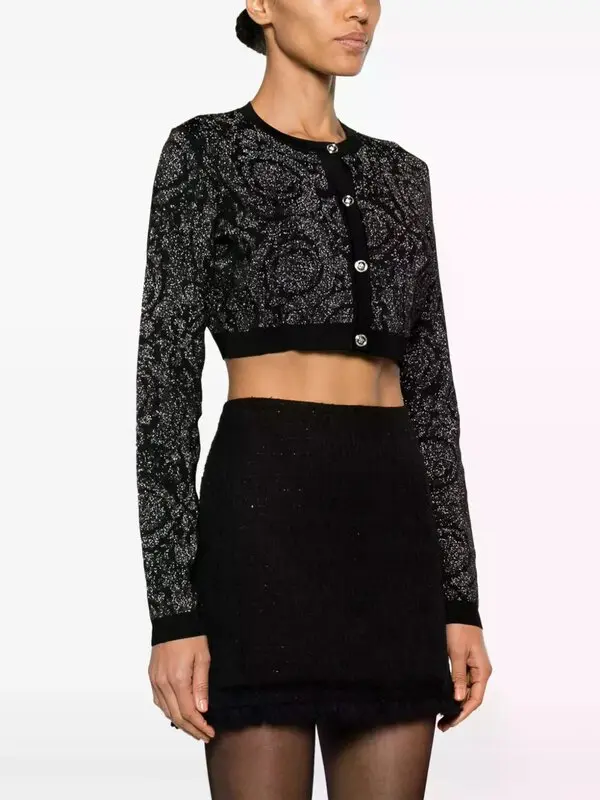 Versace Barocco Lurex Cropped Cardigan