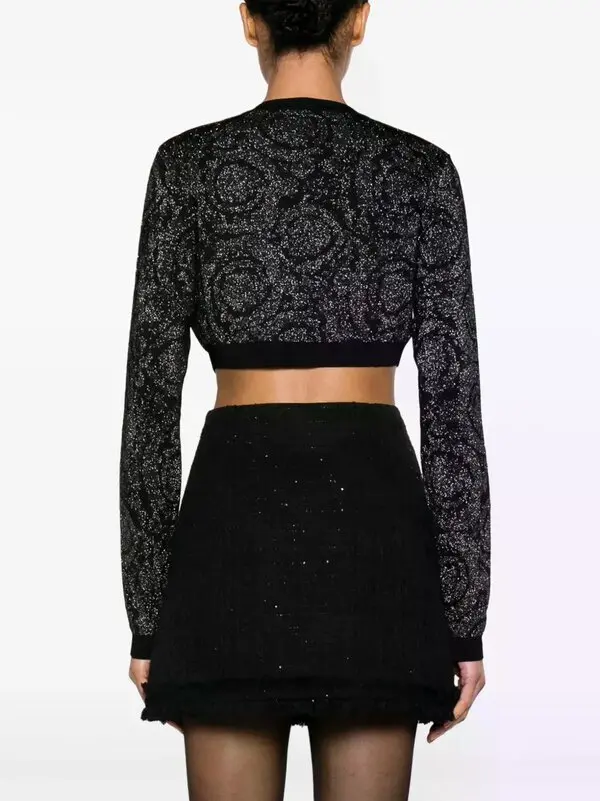 Versace Barocco Lurex Cropped Cardigan