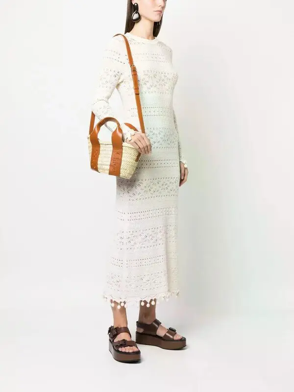 Chloé Raffia Tote Bag With Leather Trim And Logo Detail