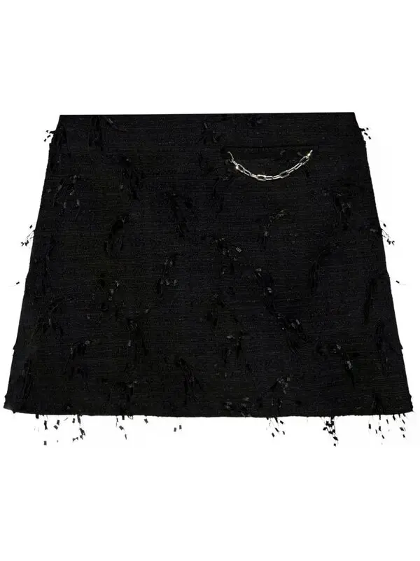 GANNI Fringed Tweed Mini Skirt
