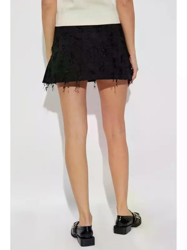 GANNI Fringed Tweed Mini Skirt