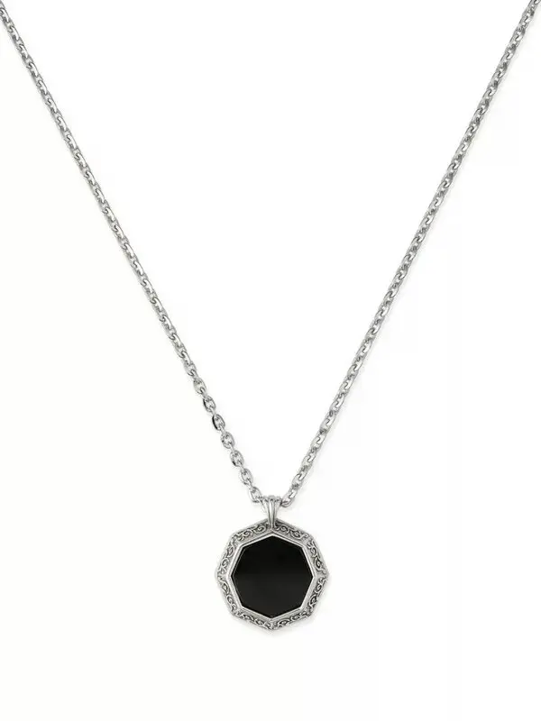 Emanuele Bicocchi Octagon Onyx Necklace - Silver