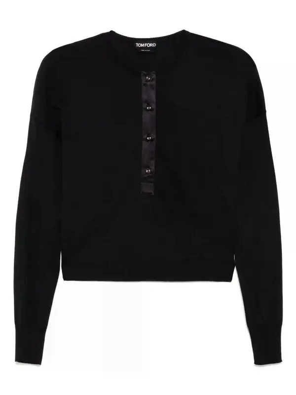 TOM FORD Polo Collar Drop-shoulder Top - Black