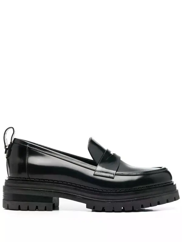 SERGIO ROSSI Joan Leather Slip-on Loafers