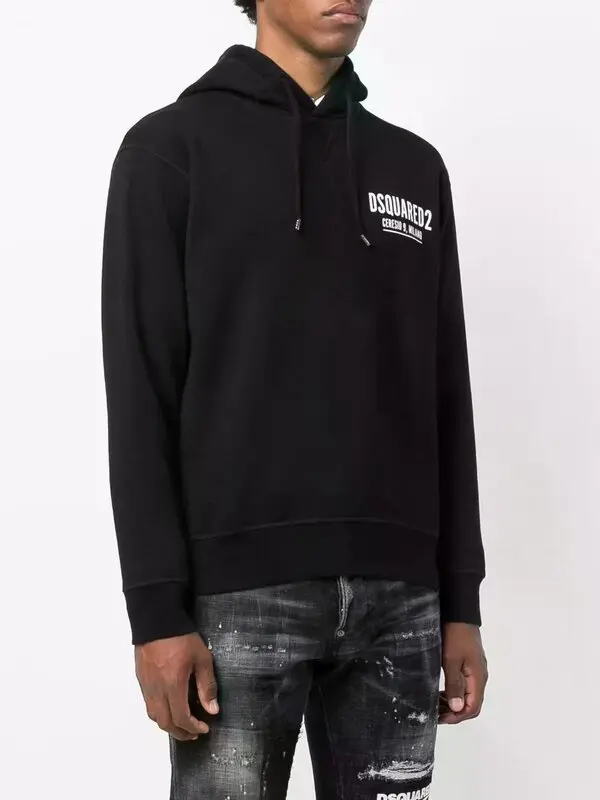 Dsquared2 Logo-print Cotton Hoodie - Black