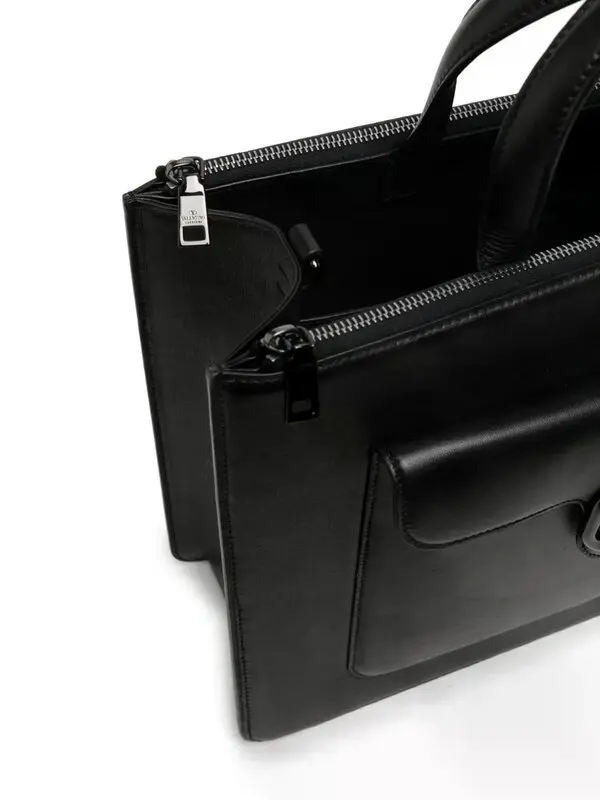 Valentino Garavani Vlogo Signature Leather Briefcase