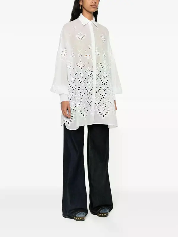 Ermanno Scervino Broderie Anglaise Cotton Blend Shirt