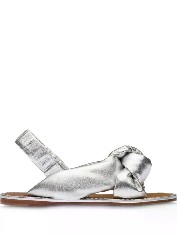 Miu Miu Knotted Flat Sandals - Silver