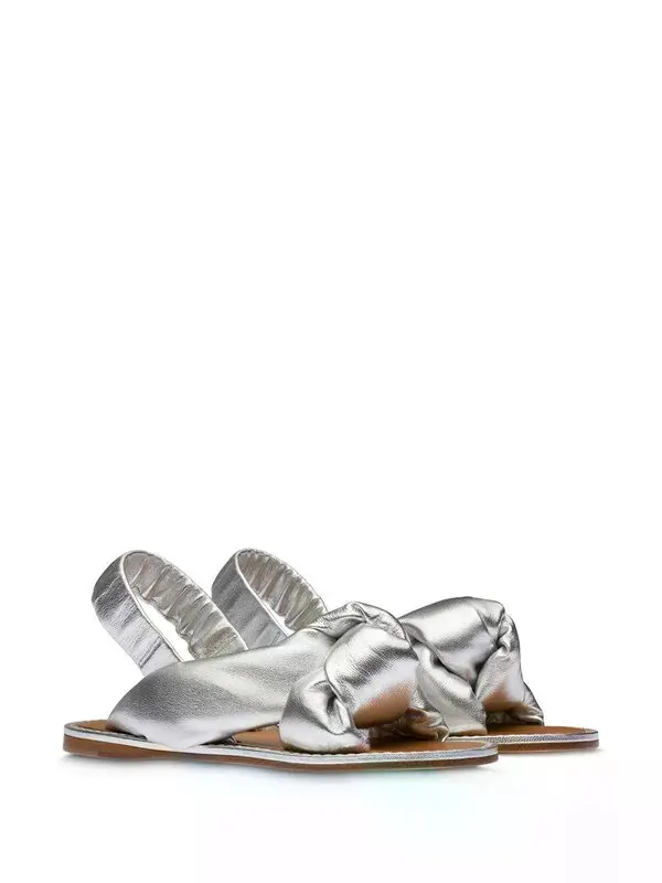 Miu Miu Knotted Flat Sandals - Silver