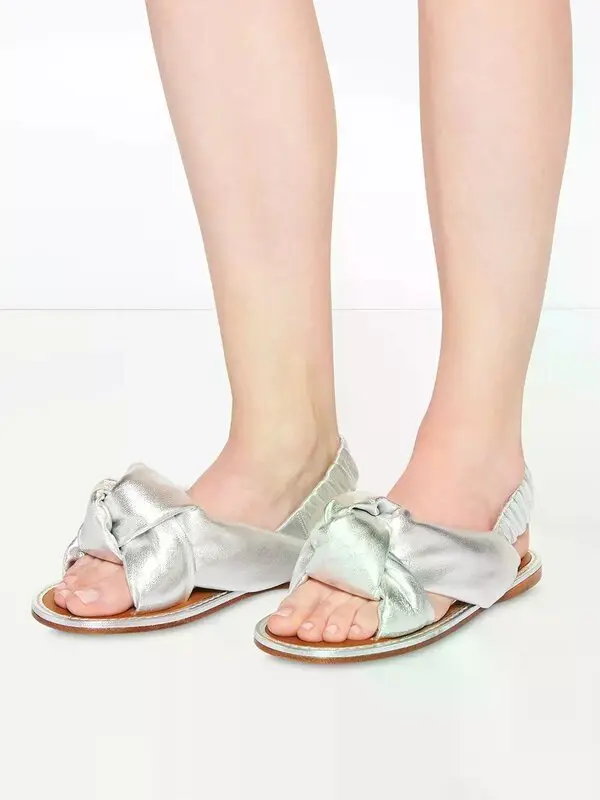 Miu Miu Knotted Flat Sandals - Silver