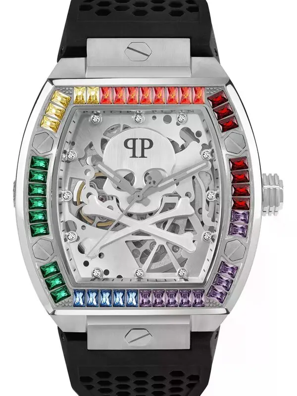 Philipp Plein Skeleton Watch With Gemstone Embellishments