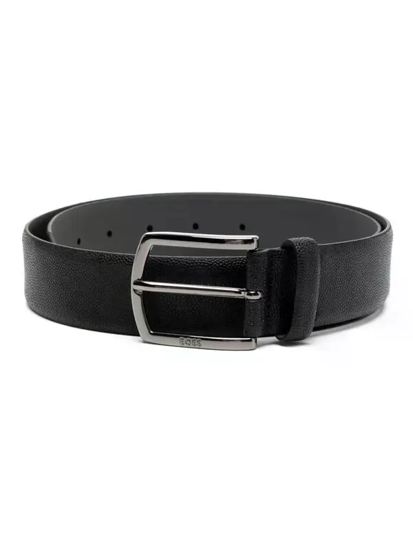 BOSS Logo-plaque Leather Belt - Black