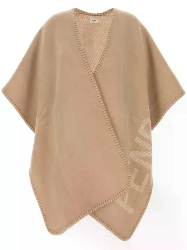 Fendi Logo Cape - Neutrals