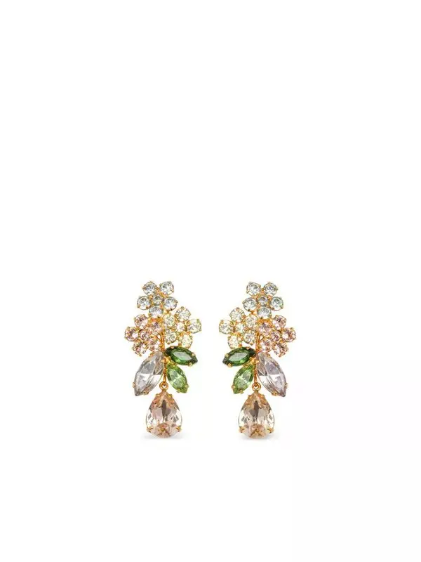 JENNIFER BEHR 18kt Gold-plated Crystal Bouquet Drop Earrings - Green