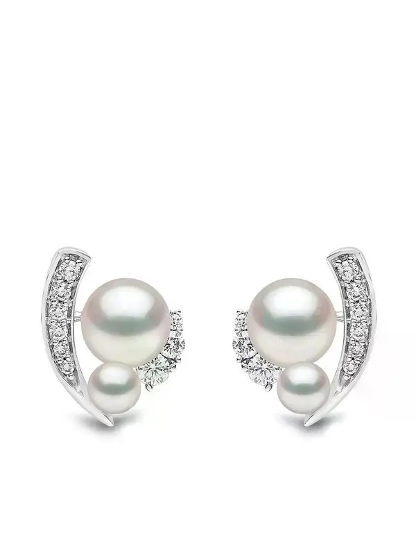 Yoko London 18kt White Gold Freshwater Pearl And Diamond Earrings - Silver