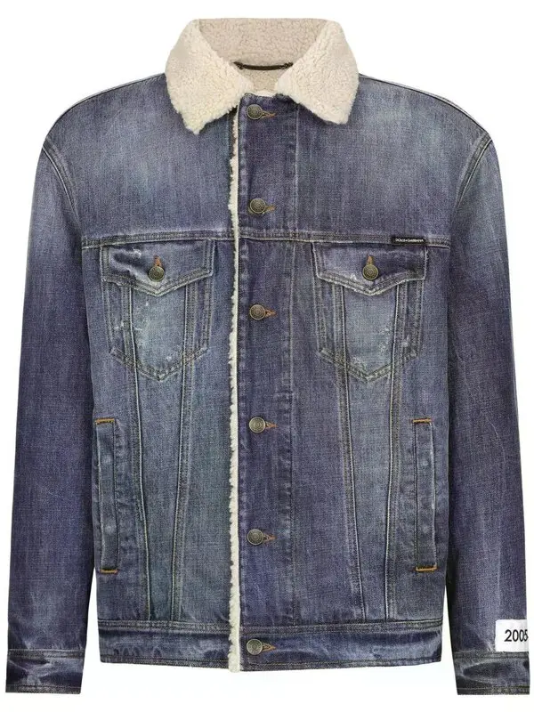 Dolce & Gabbana Denim Jacket With Faux-shearling Trim - Blue