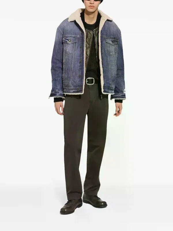 Dolce & Gabbana Denim Jacket With Faux-shearling Trim