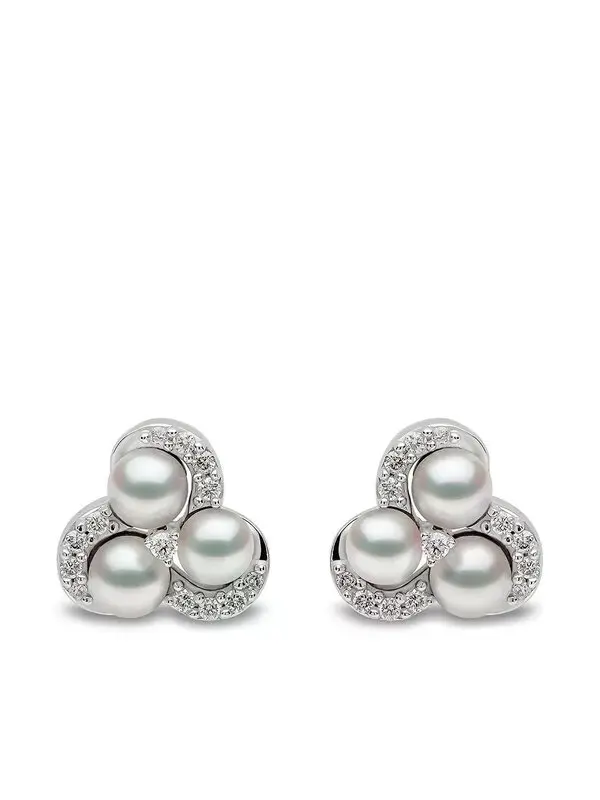 Yoko London 18kt White Gold Akoya Pearl And Diamond Stud Earrings - Silver