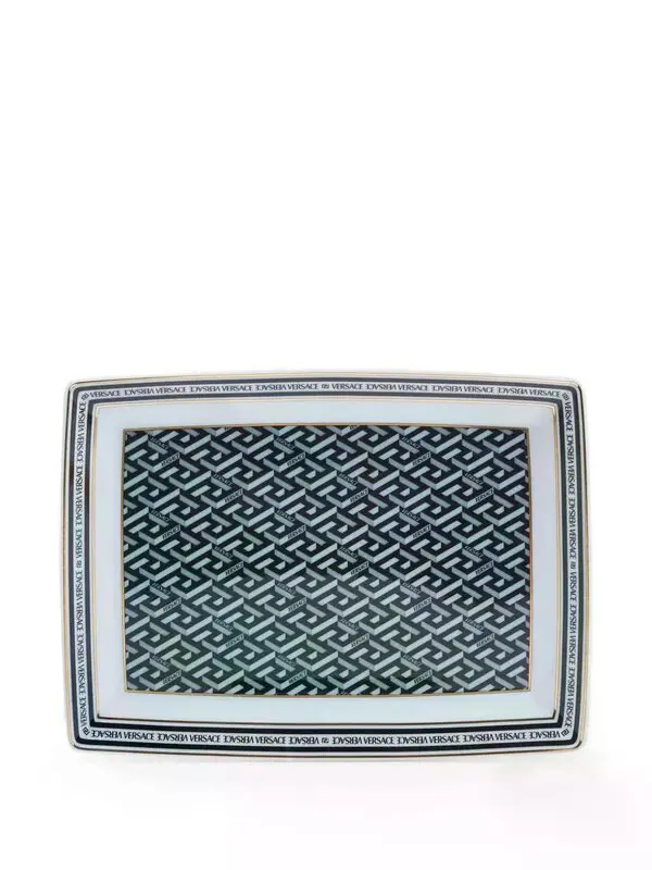 Versace La Greca Signature Porcelain Platter - Black